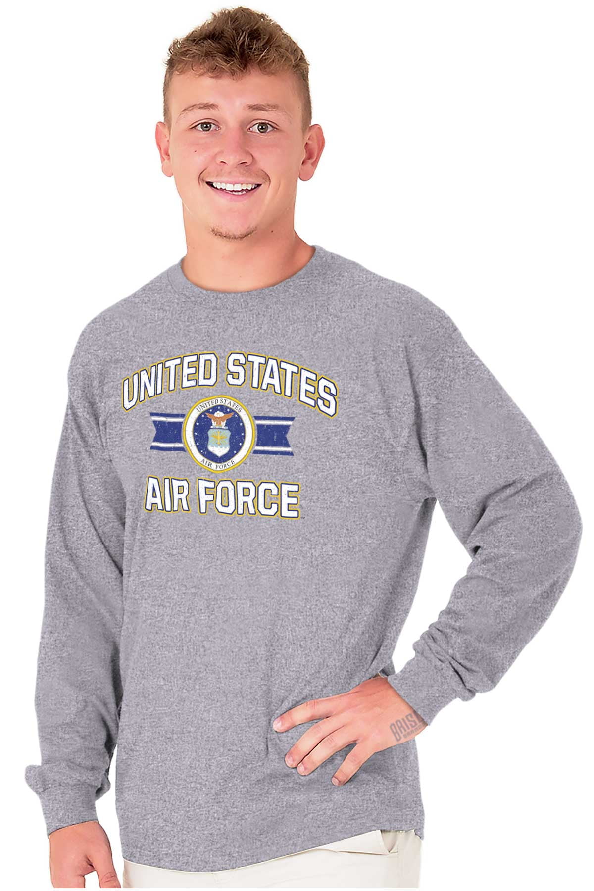 US Air Force Military Crest USAF Unisex Plus Size Long Sleeve Tee Shirt ...