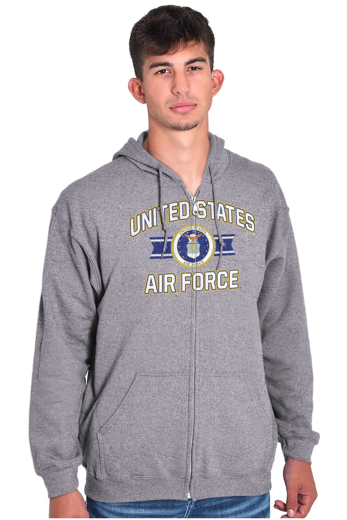 US Air Force Military Crest USAF Zip Up Hoodie Men's Women's Brisco ...