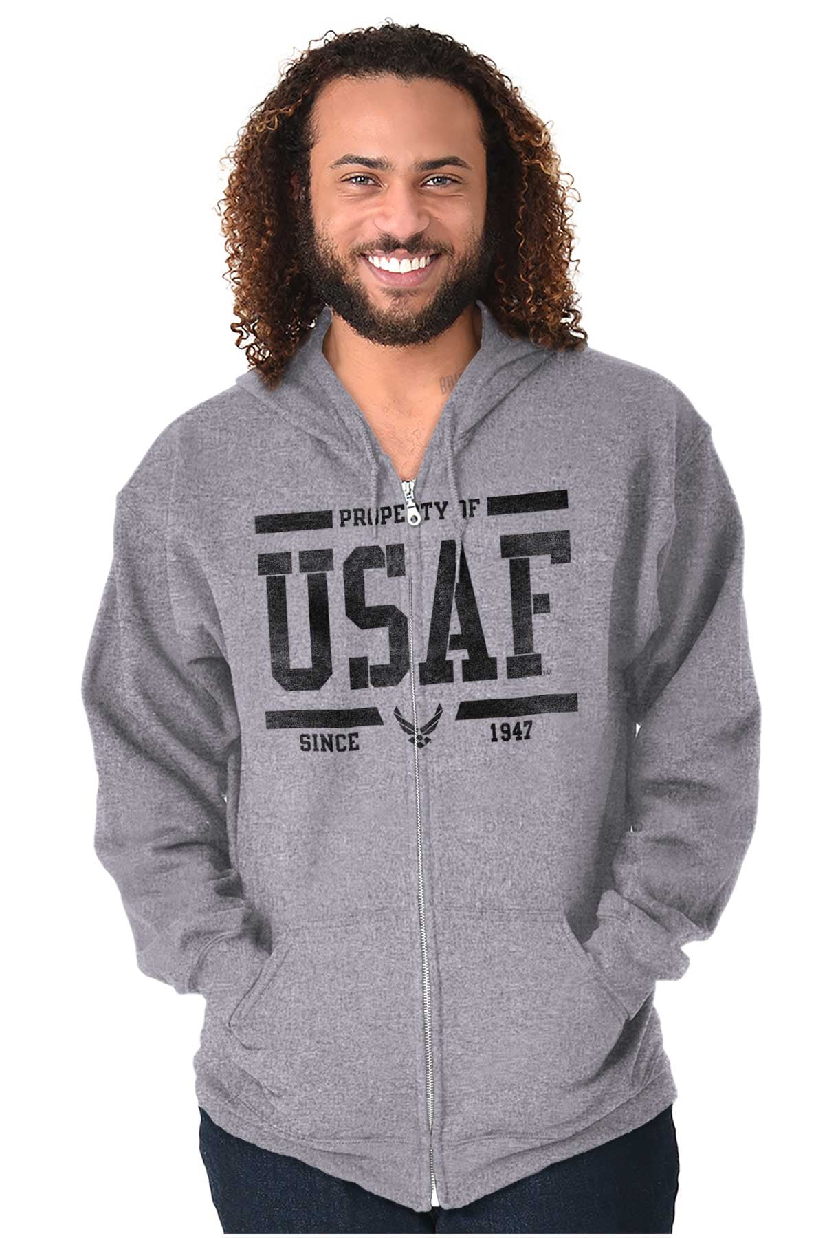 US Air Force Property of USAF Zip Up Hoodie Men's Women's Brisco Brands ...