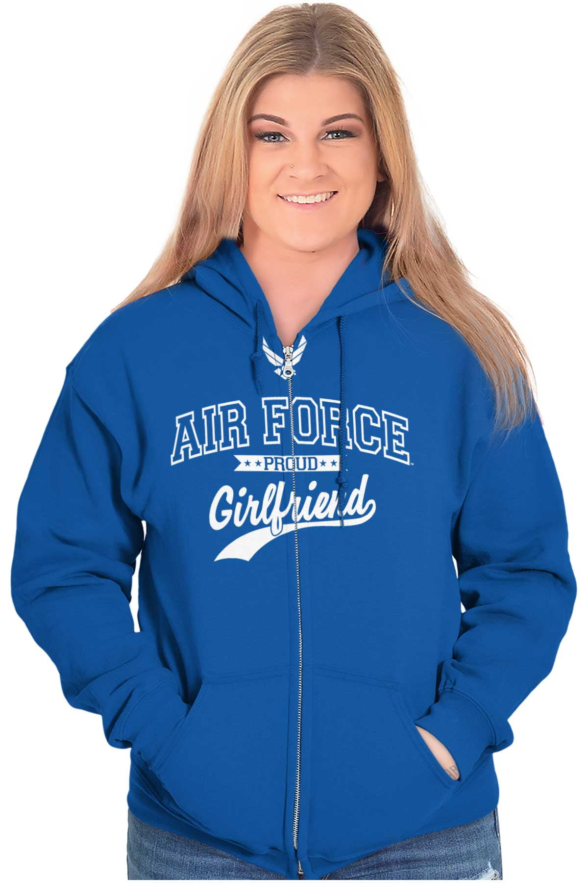 US Air Force Proud USAF Girlfriend Zip Hoodie Sweatshirt Women Brisco ...