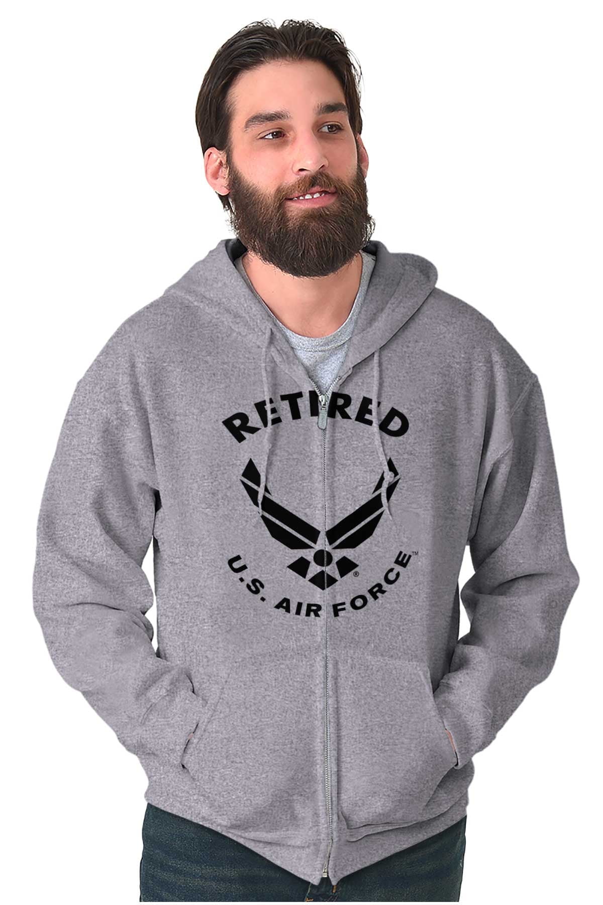 US Air Force Retired USAF Veteran Zip Up Hoodie Men's Women's Brisco ...