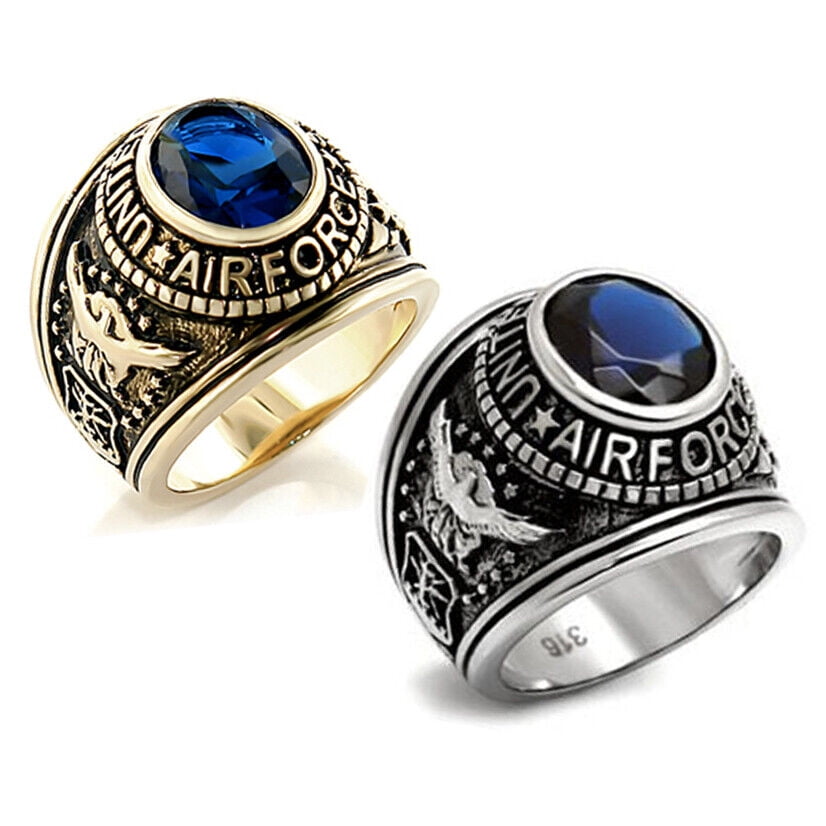 US Air Force Ring USMC Logo- Military Veteran Ring Mens USAF Silver ...