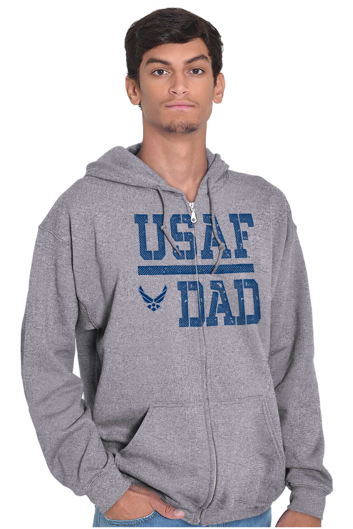 US Air Force USAF Dad Military Father Zip Hoodie Sweatshirt Men Brisco ...