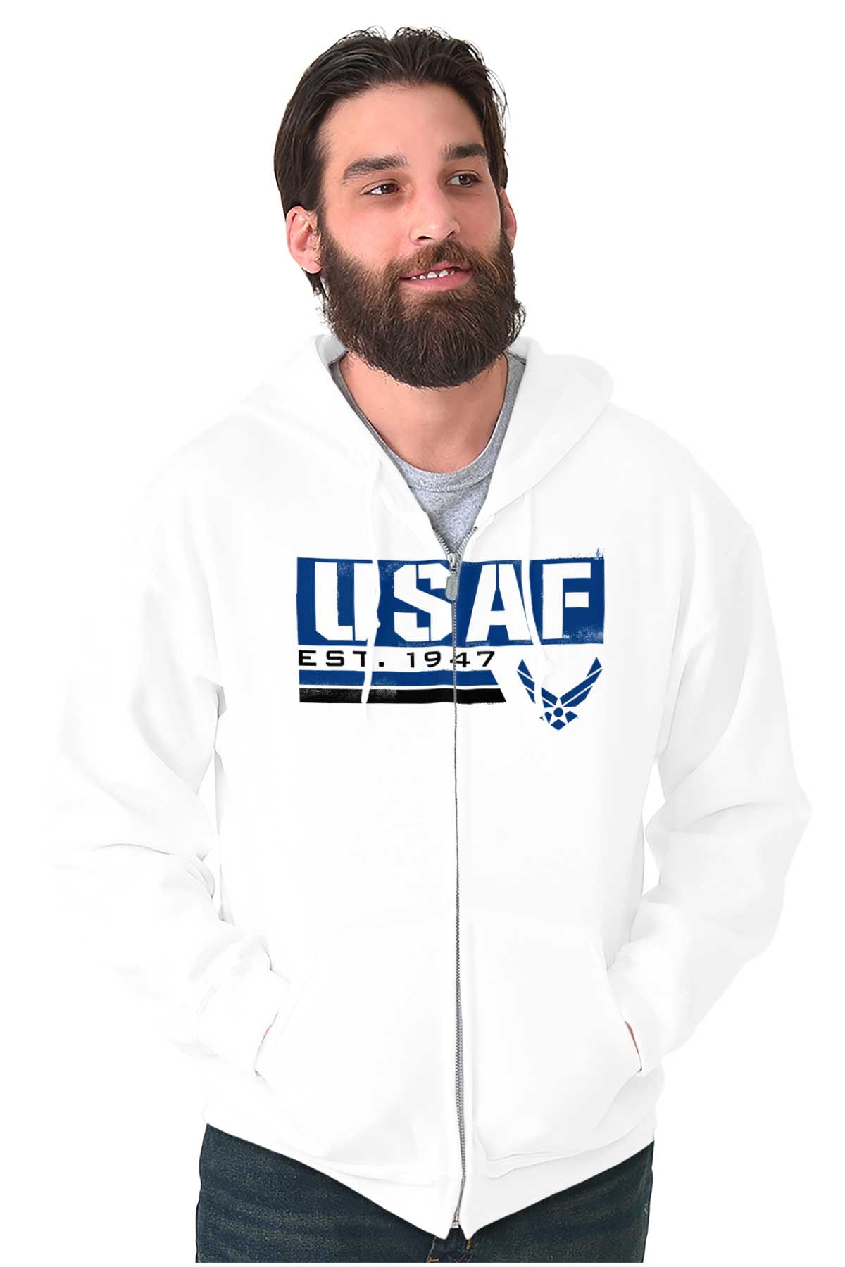 US Air Force USAF Est 1947 Logo Zip Up Hoodie Men's Women's Brisco ...