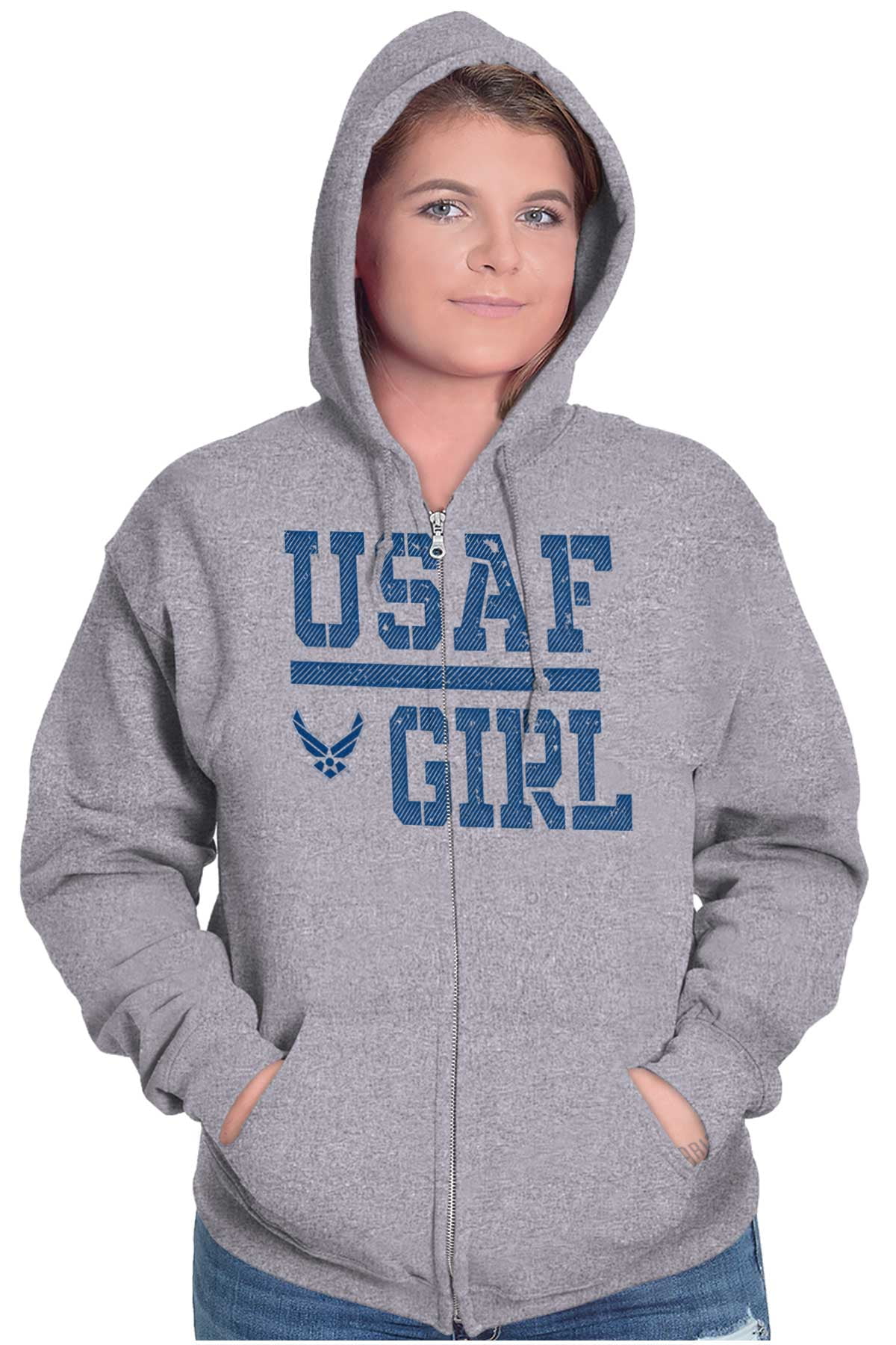 US Air Force USAF Girl Zip Up Hoodie Men's Women's Brisco Brands X ...