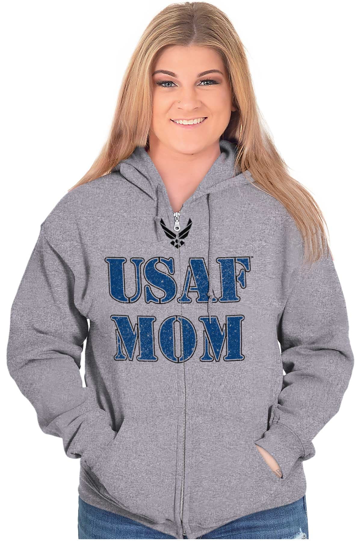 US Air Force USAF Mom Family Support Women Plus Size Zipper Hoodie ...
