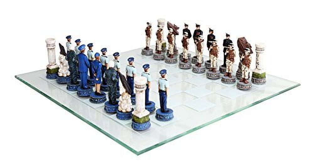 US Air Force vs Marines Military Chess Set Hand Painted with Glass ...