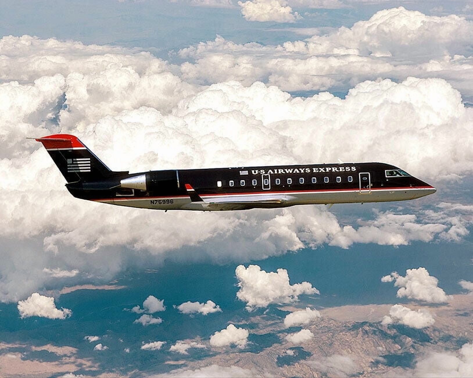 US Airways Express Canadair CRJ200 in Flight - 24x36 Inch Laminated ...