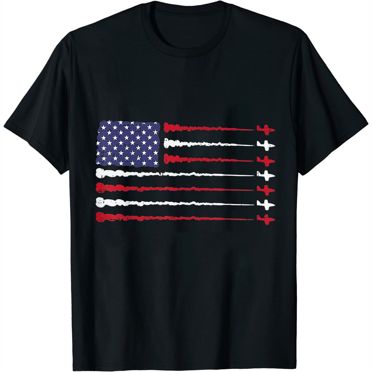 US American Flag Jets 4th of July Veteran Soldier Patriotic T-Shirt ...