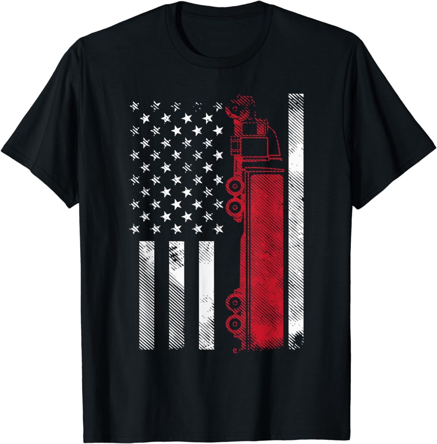 US American Flag Semi Truck Driver 18 Wheeler Trucker Gift Short Sleeve ...