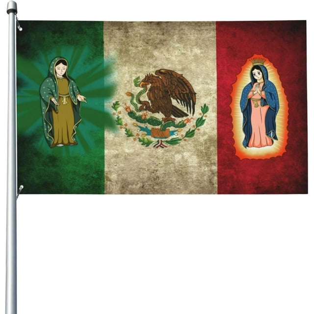 US And Mexico Friendship Virgin Mary Flag 2X3 ft Garden Banner Indoor ...