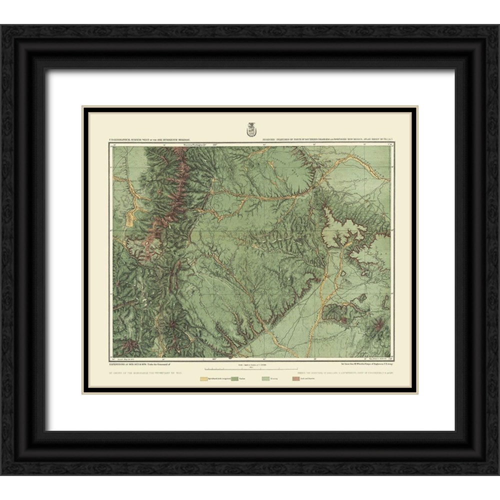 US Army 13x12 Black Ornate Wood Framed with Double Matting Museum Art ...