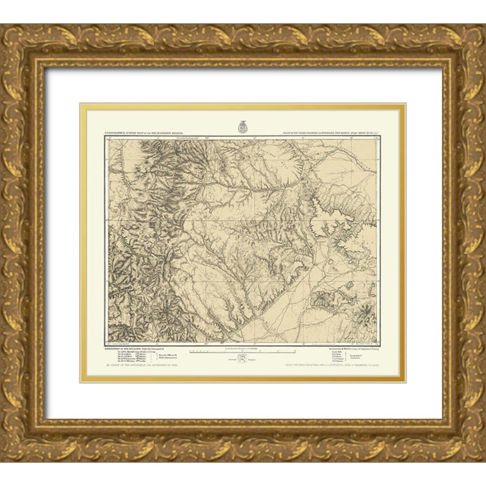 US Army 13x12 Gold Ornate Wood Framed with Double Matting Museum Art ...