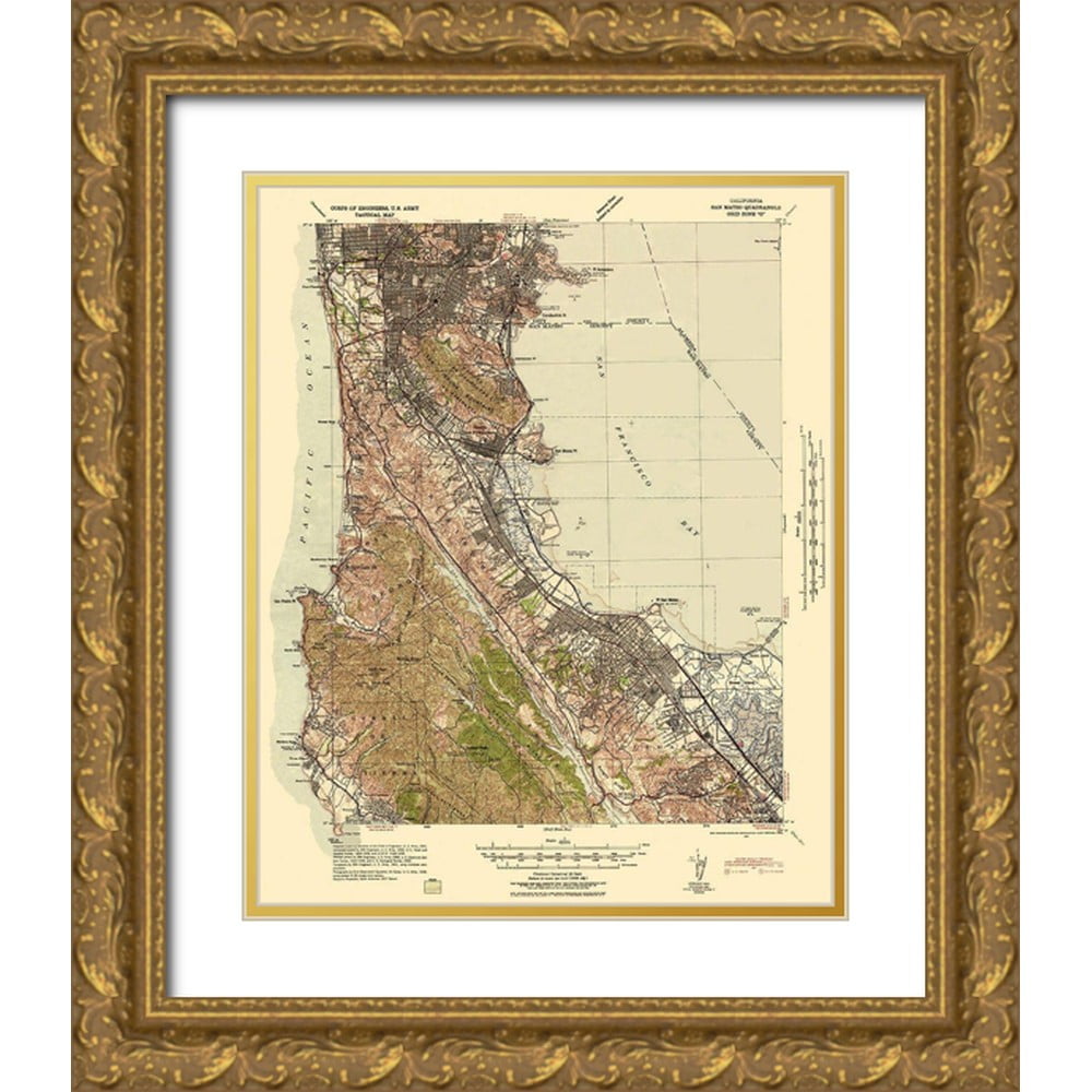 US Army 20x24 Gold Ornate Wood Framed with Double Matting Museum Art ...