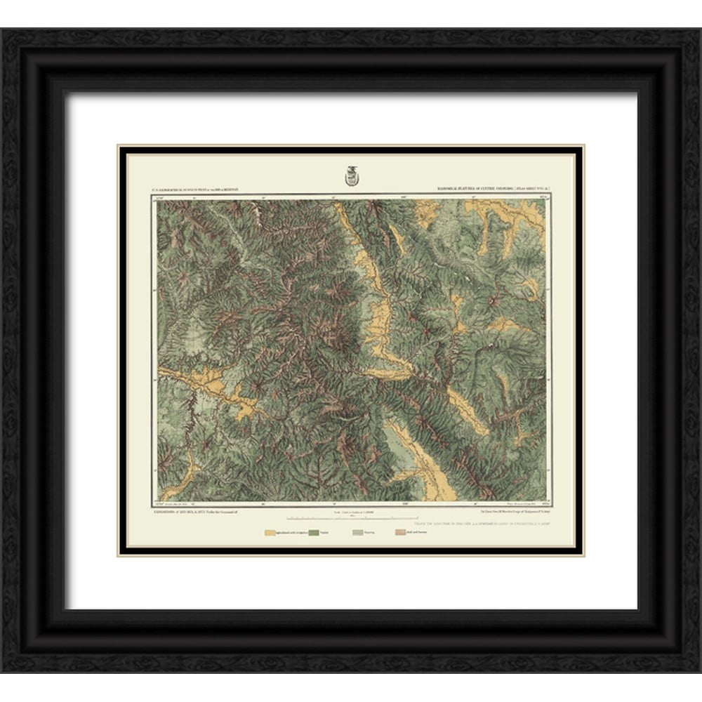 US Army 22x20 Black Ornate Wood Framed with Double Matting Museum Art ...