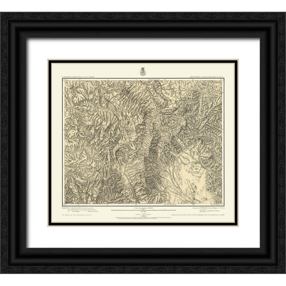 US Army 22x20 Black Ornate Wood Framed with Double Matting Museum Art ...