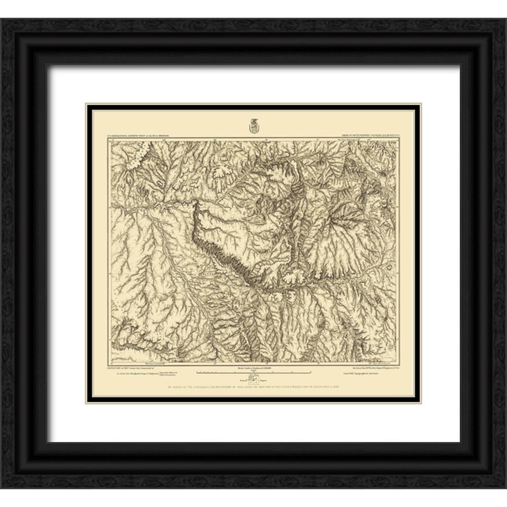 US Army 22x20 Black Ornate Wood Framed with Double Matting Museum Art ...