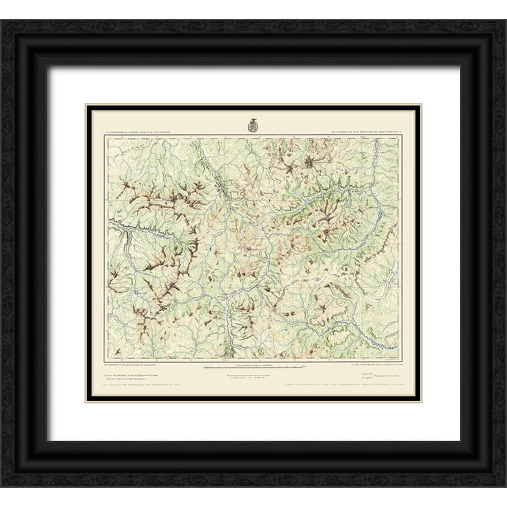 US Army 22x20 Black Ornate Wood Framed with Double Matting Museum Art ...