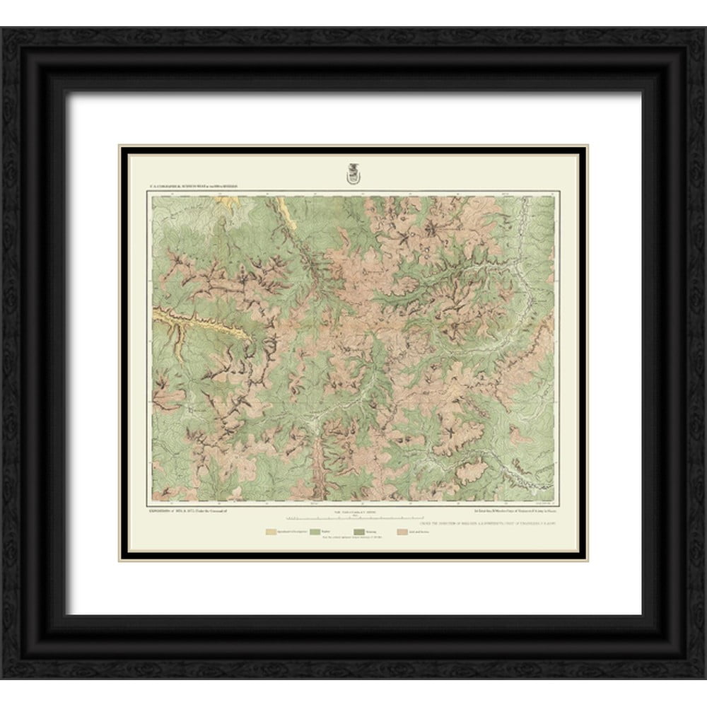 US Army 22x20 Black Ornate Wood Framed with Double Matting Museum Art ...