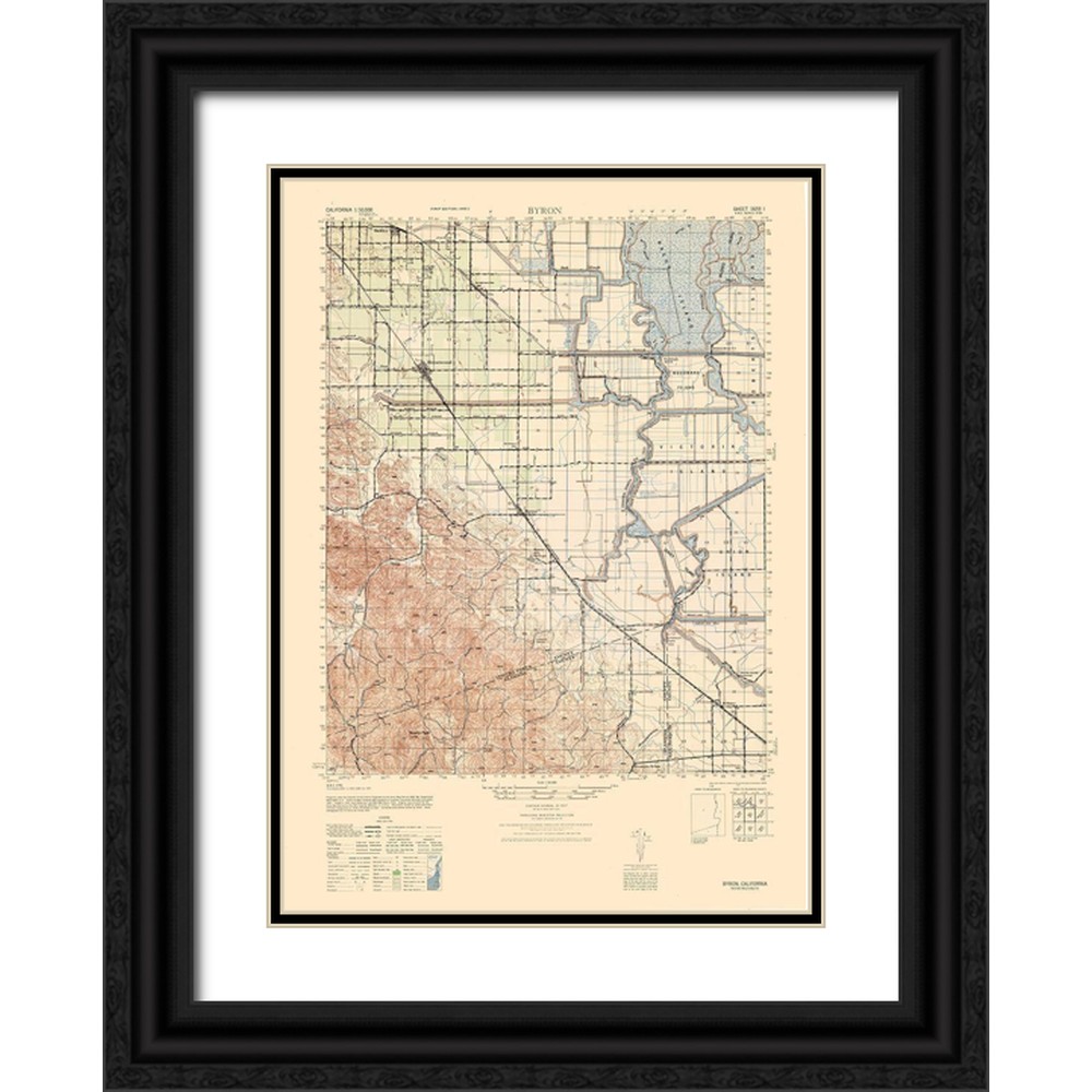 US Army 24x32 Black Ornate Wood Framed with Double Matting Museum Art ...