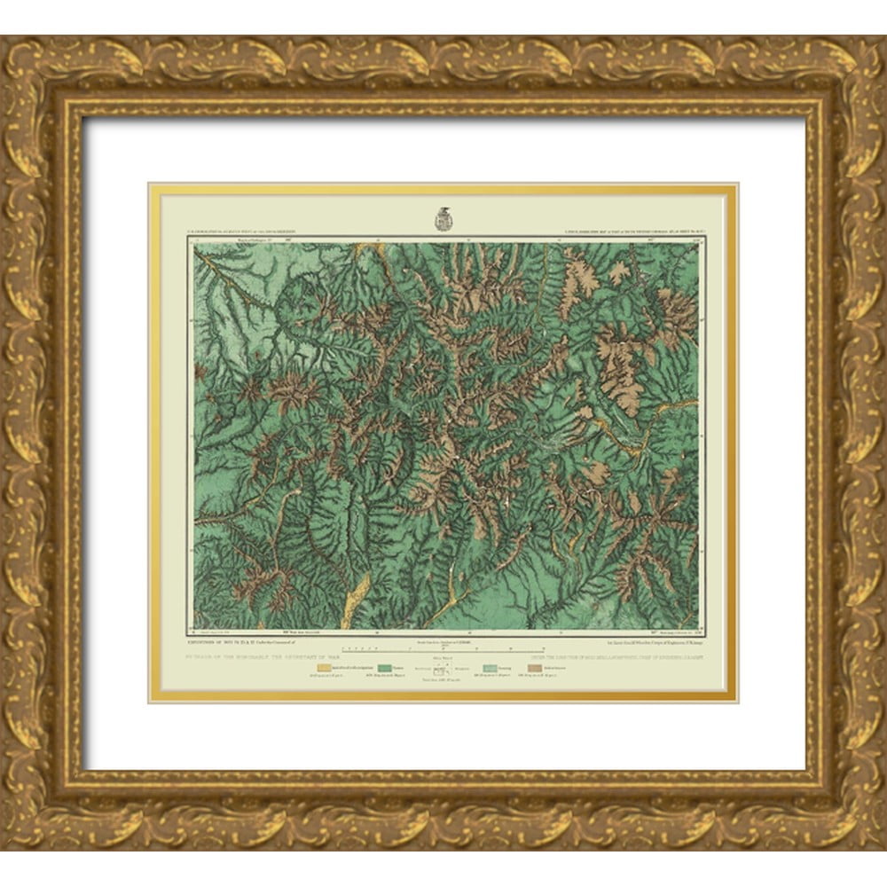 US Army 29x26 Gold Ornate Wood Framed with Double Matting Museum Art ...