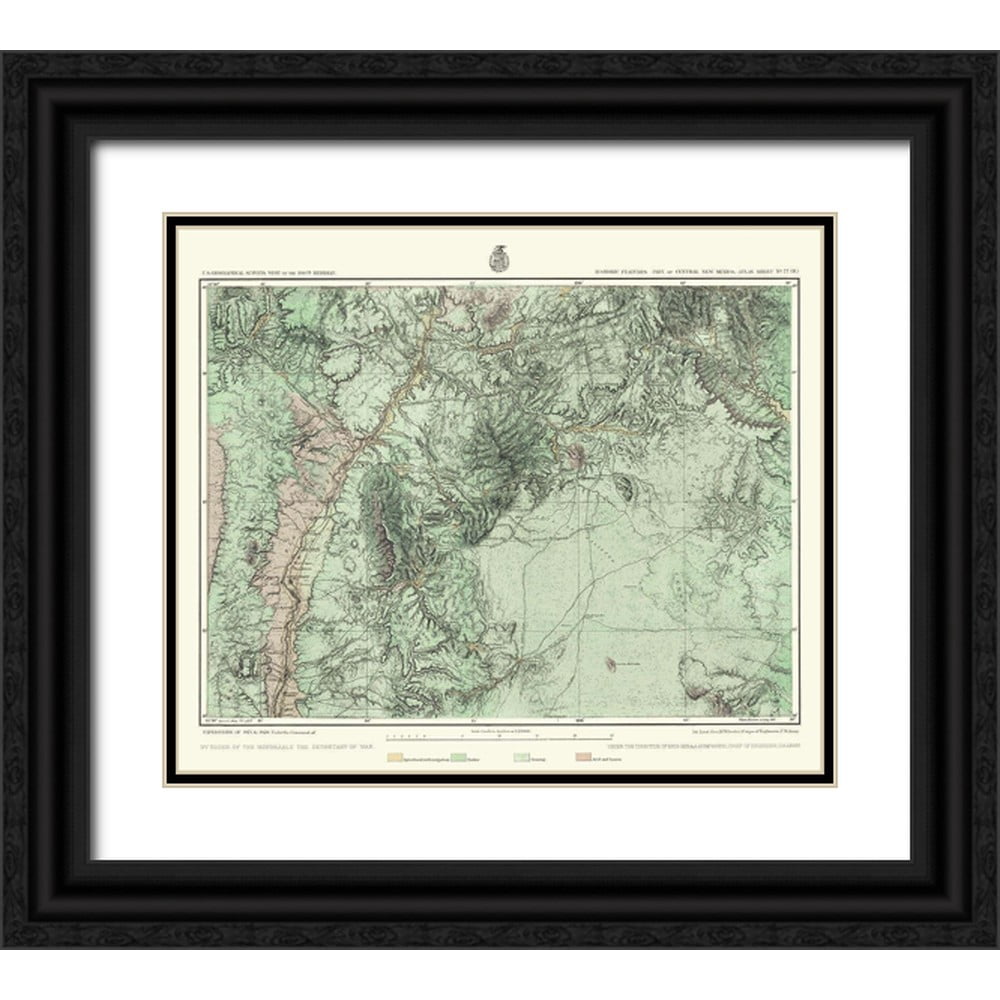 US Army 30x26 Black Ornate Wood Framed with Double Matting Museum Art ...