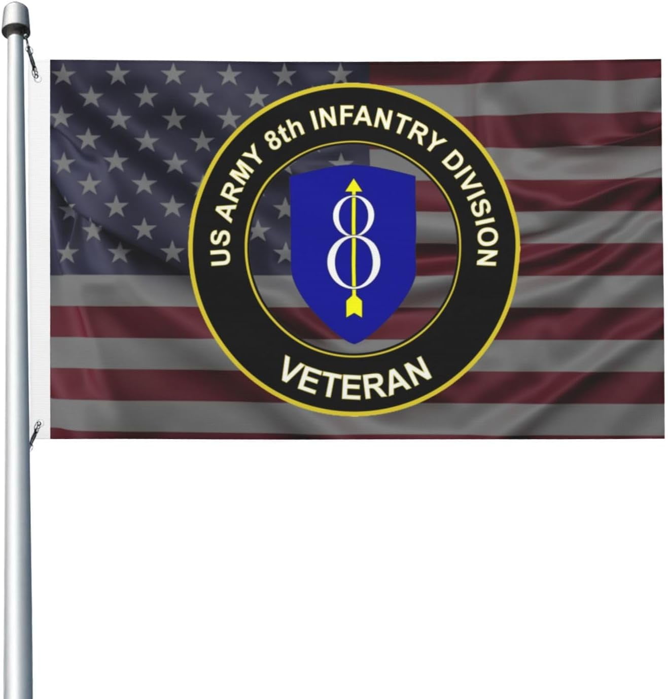 US Army 8th Infantry Division Veteran 3x5 Double Sided Flag Fade ...