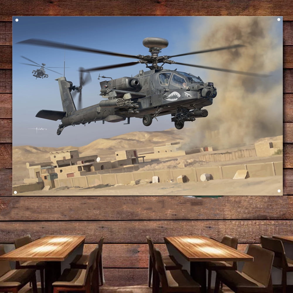 US Army AH-64D Longbow Apache Attack Helicopter Poster Canvas Print Art ...