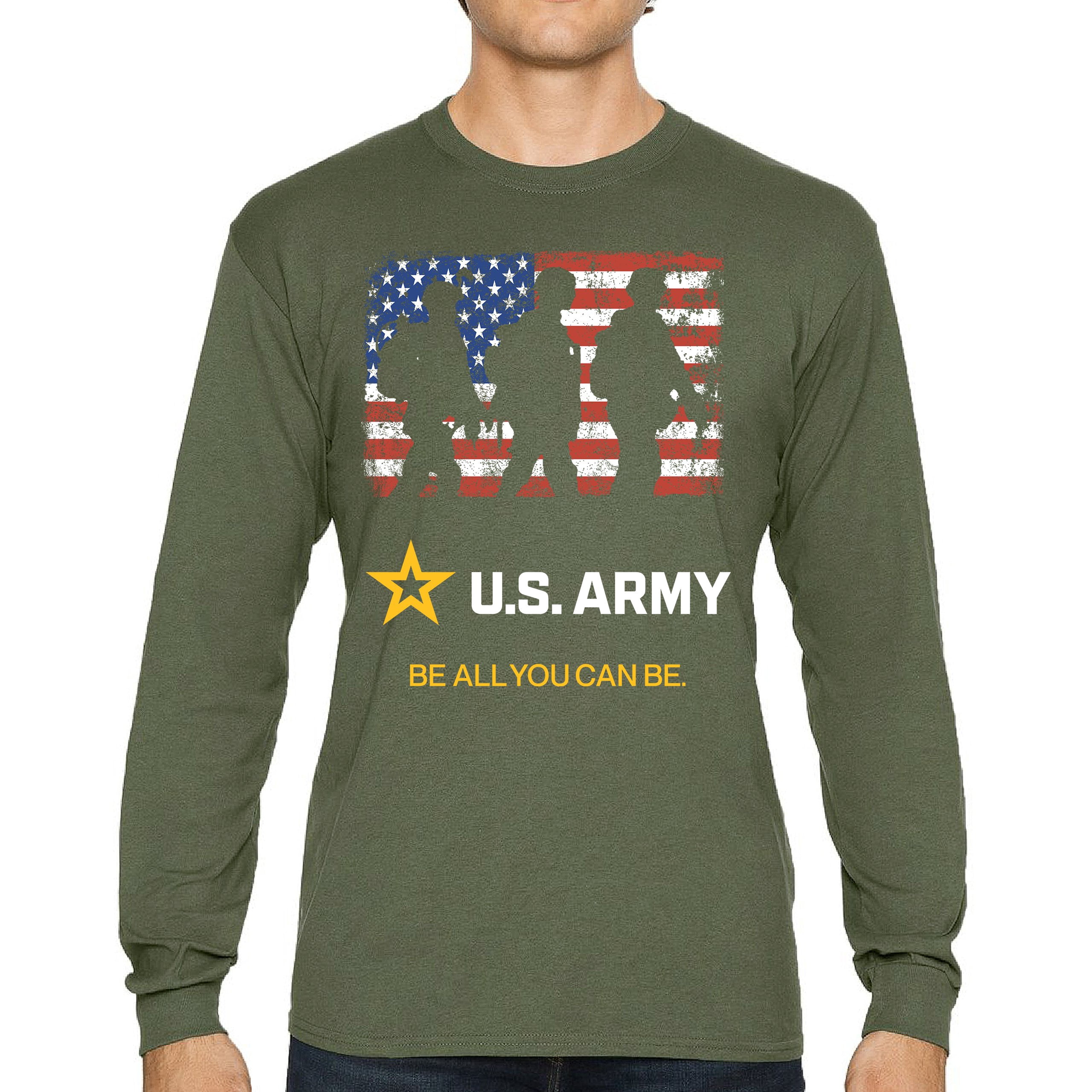 US Army Be All You Can Be Long Sleeve T-shirt American Flag Military ...
