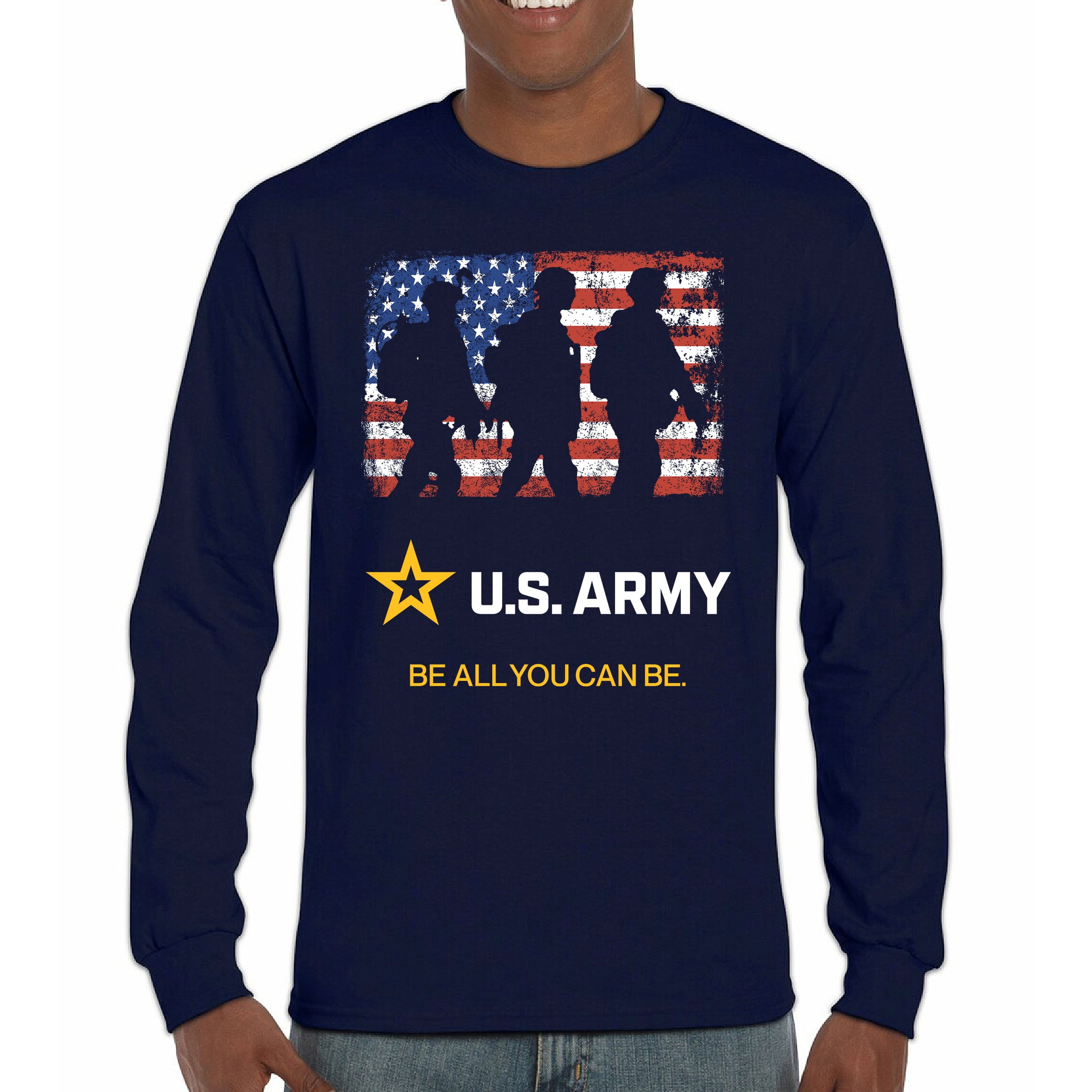 US Army Be All You Can Be Long Sleeve T-shirt American Flag Military ...