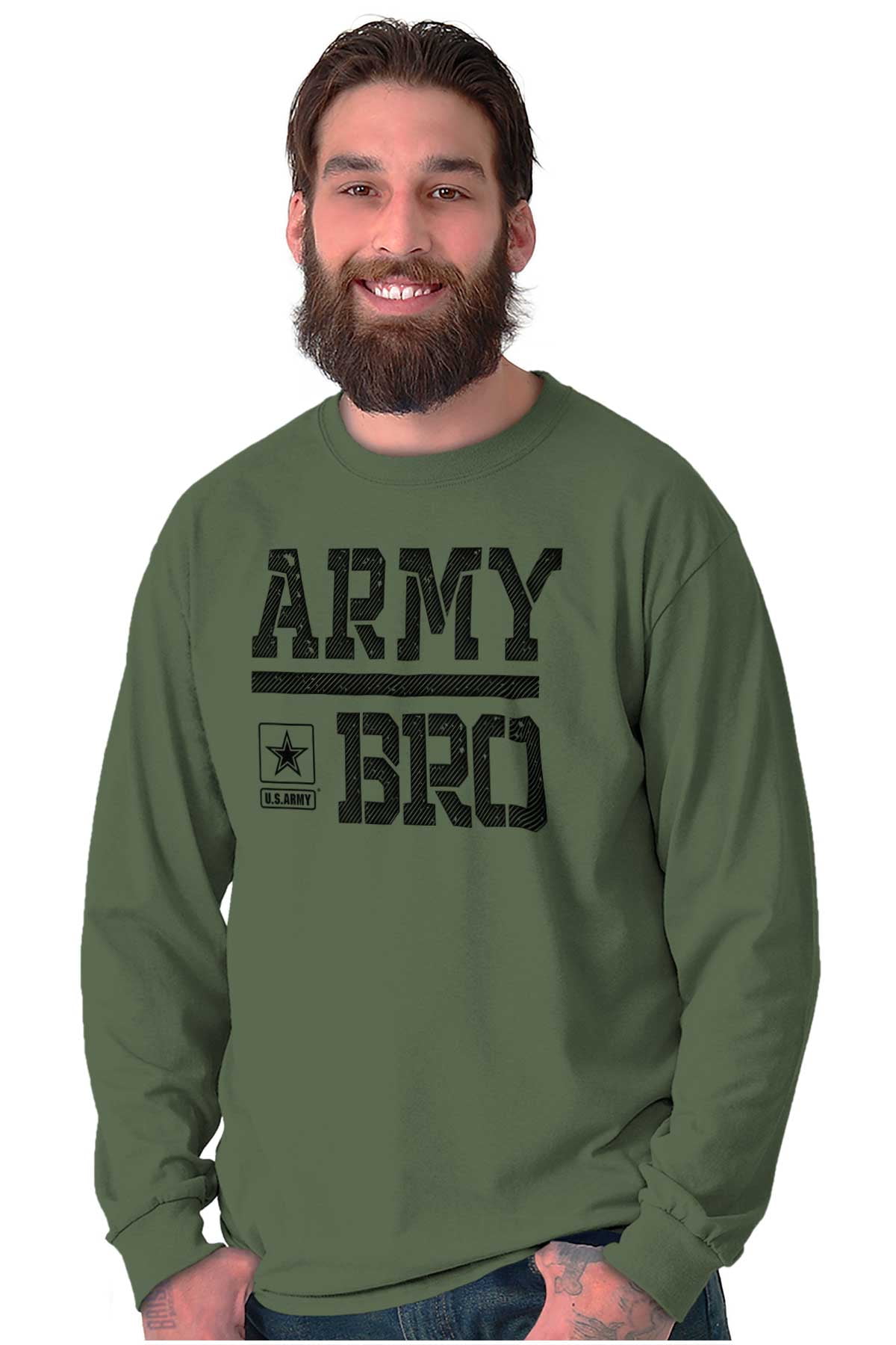 US Army Bro Military Star Logo Men Big & Tall Long Sleeve Tee Brisco ...