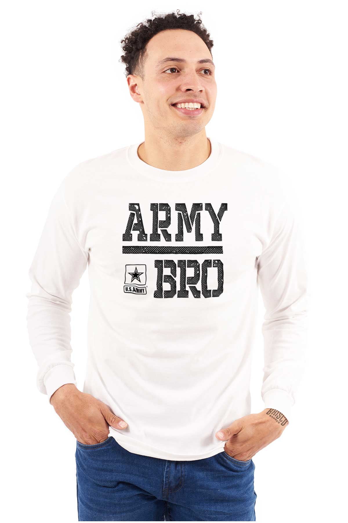 US Army Bro Military Star Logo Men's Long Sleeve Tee T Shirt Brisco ...