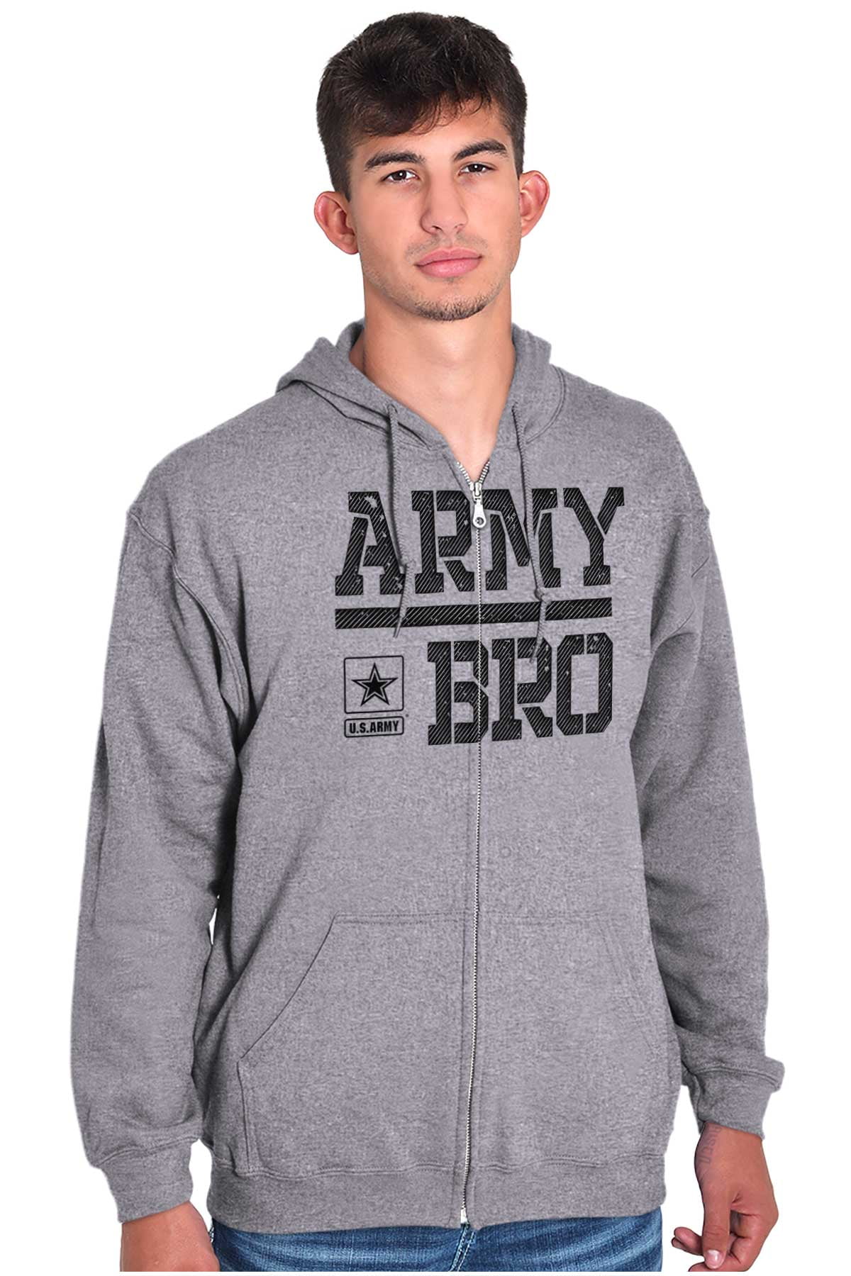 US Army Bro Military Star Logo Men Big & Tall Zip Hoodie Brisco Brands ...