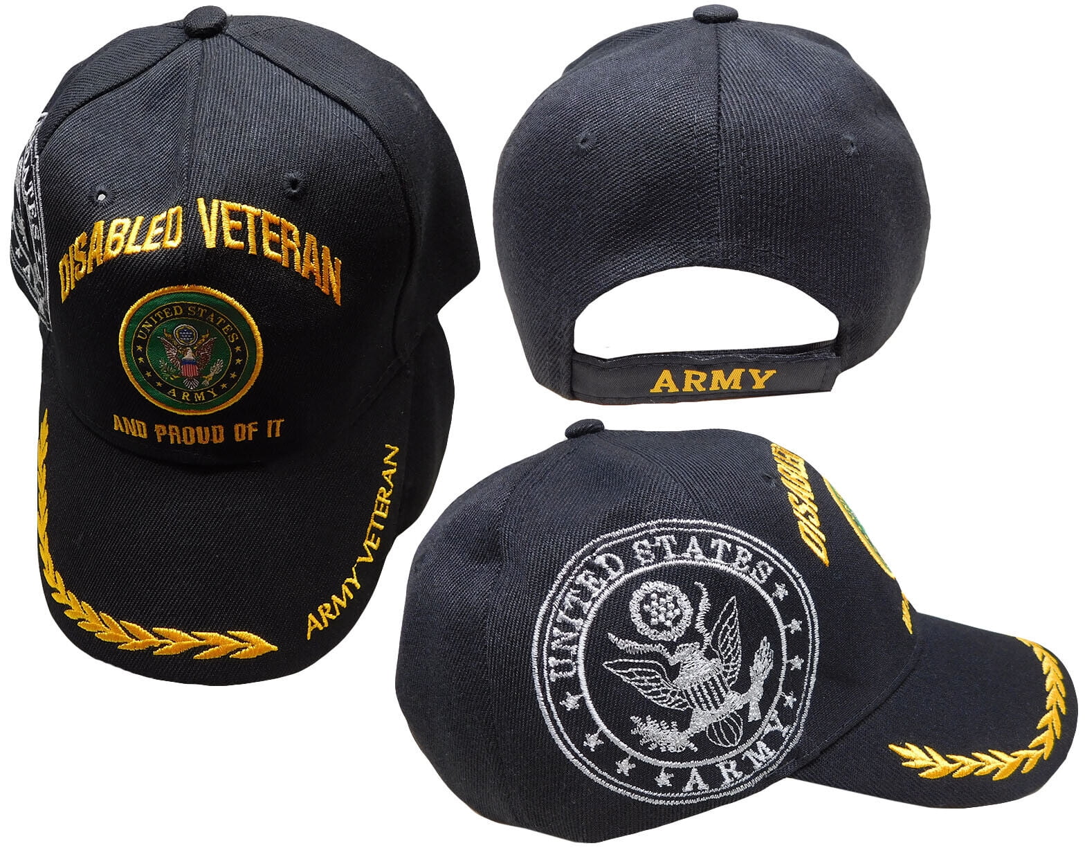 US Army Disabled Vet Veteran Black Shadow Emblem Embroidered Cap Hat ...