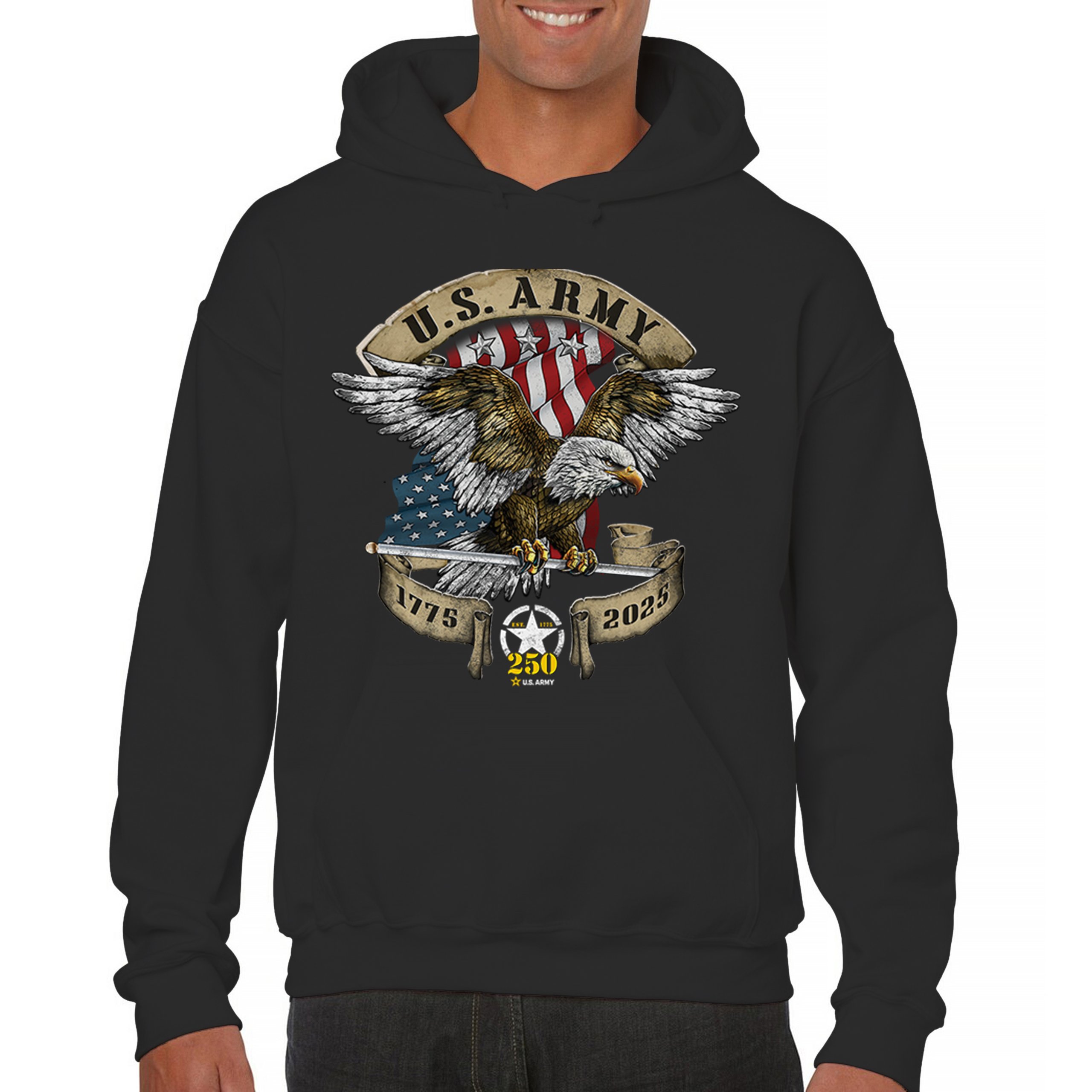 US Army Eagle Unisex Hoodie 250 Years Anniversary American Veteran DD ...