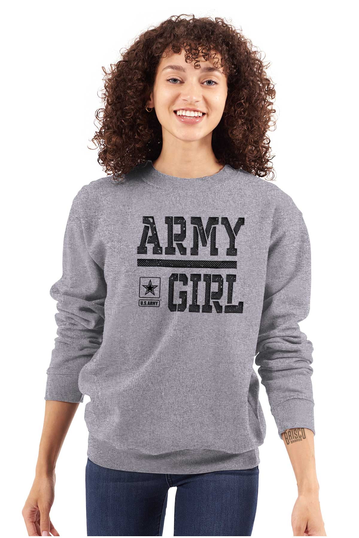 US Army Girl Military Star Logo Women Crewneck Sweatshirt Brisco Brands ...