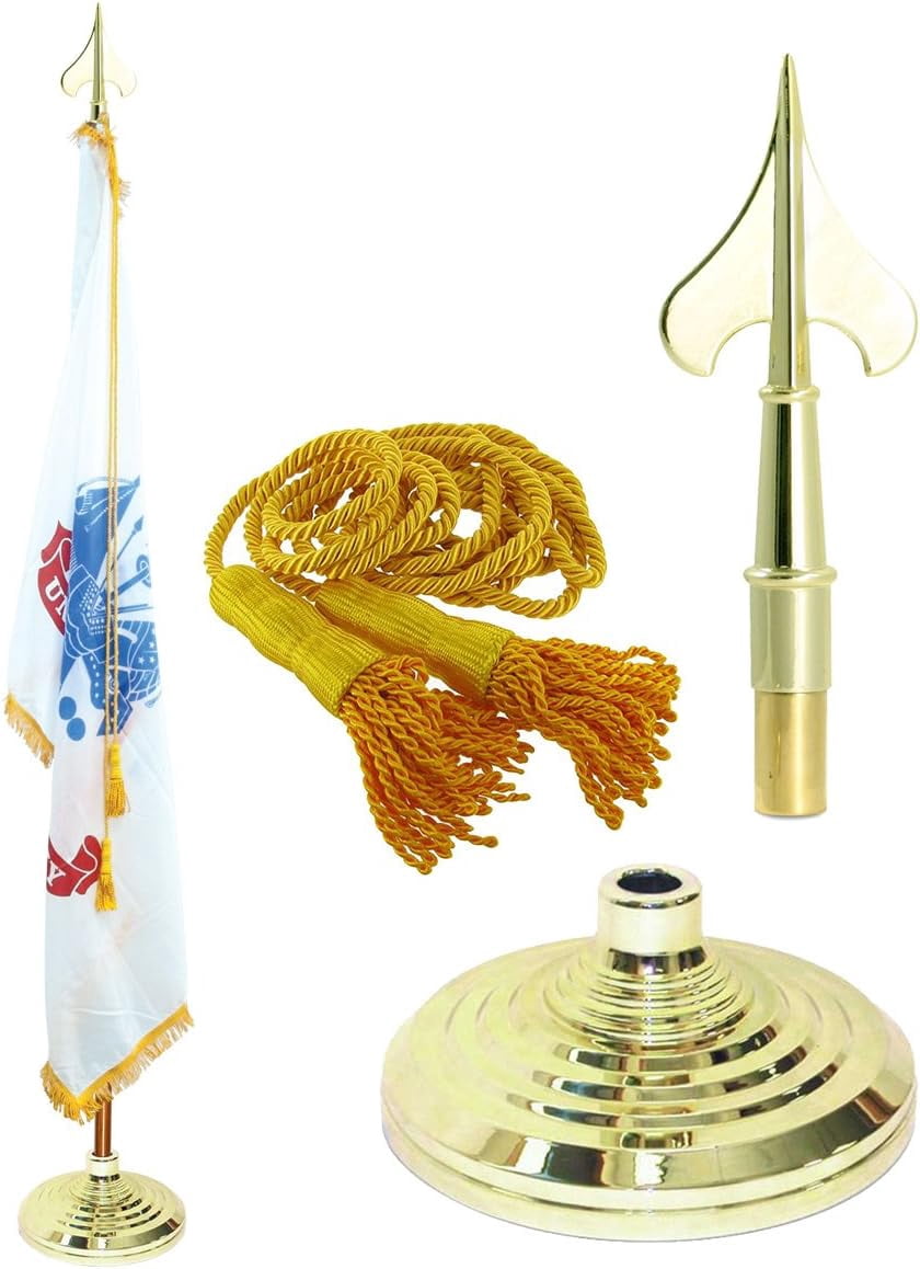 US Army Indoor Flag Kit | 4x6 ft Nylon Flag with Gold Fringe | 9 ft ...