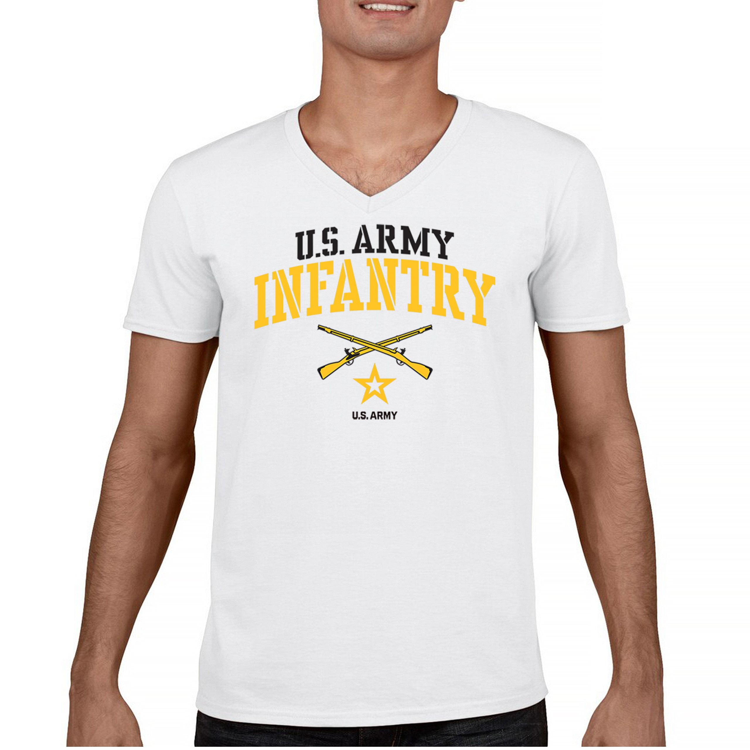 US Army Infantry V-Neck T-shirt Military Pride Veteran DD 214 Patriotic ...