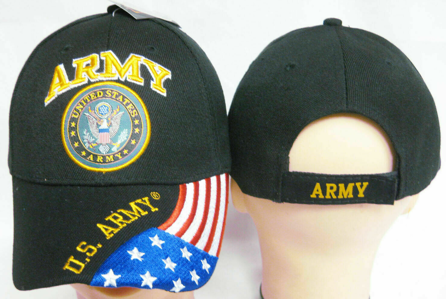US Army Licensed Army Emblem Logo USA Flag on Bill Cap Hat Black ...