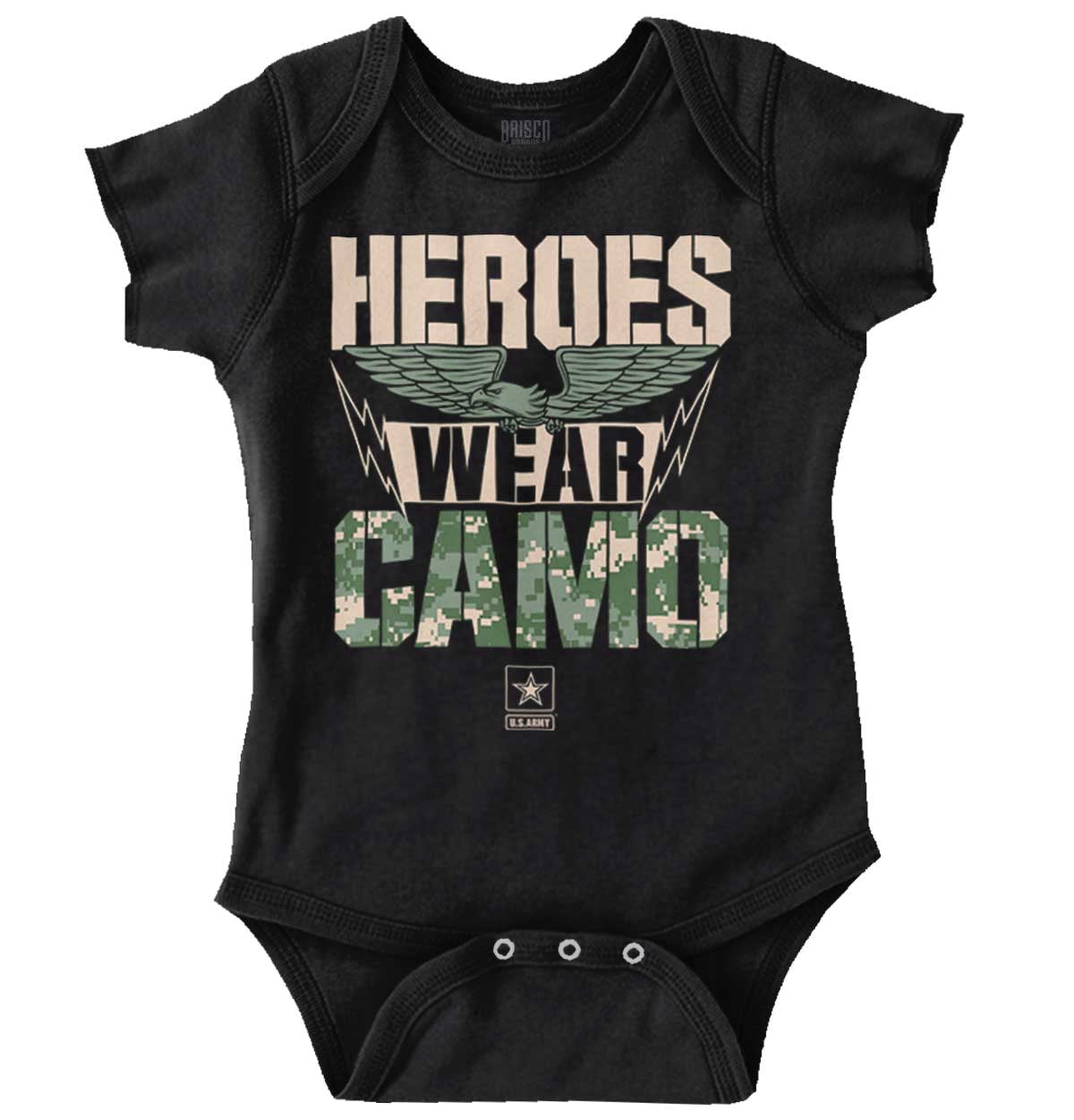 US Army Logo Heroes Wear Camo Eagle Romper Boys or Girls Infant Baby ...