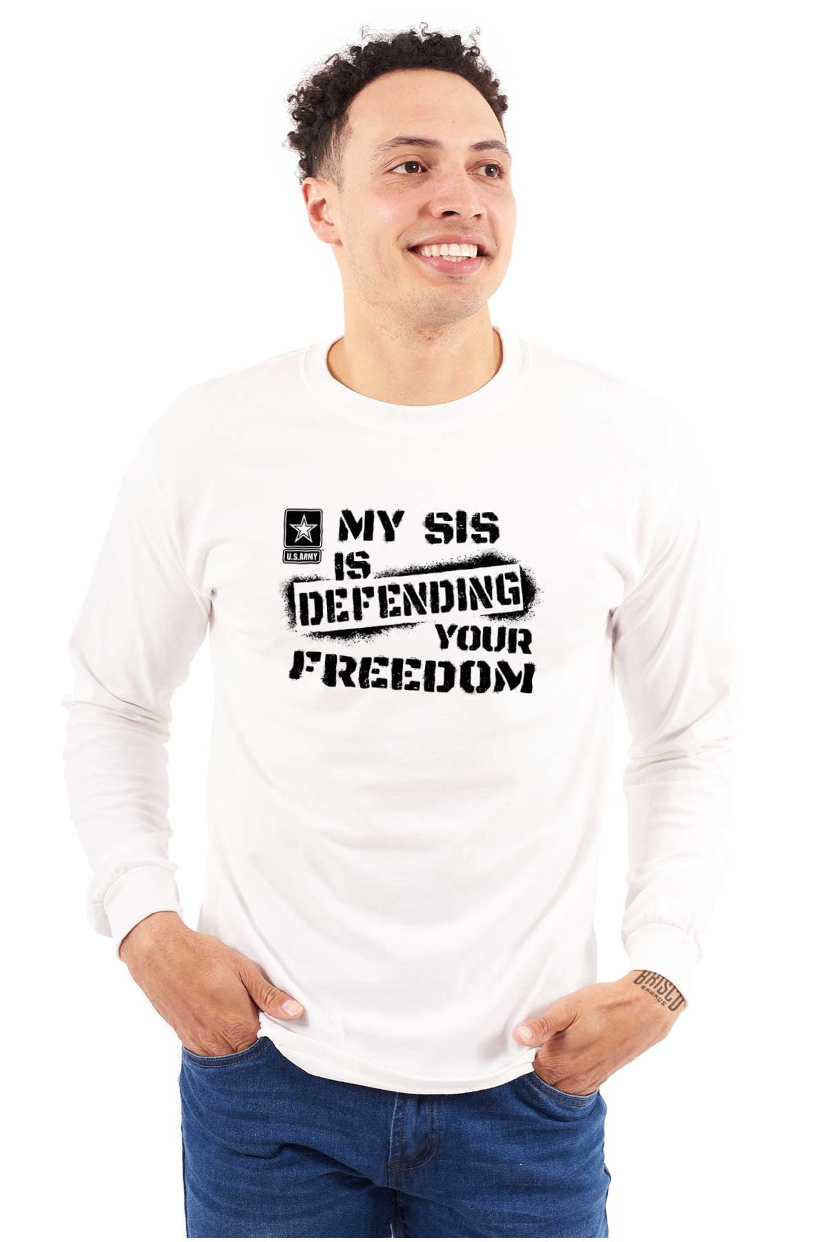 US Army Logo My Sis Defending Freedom Unisex Plus Size Long Sleeve ...