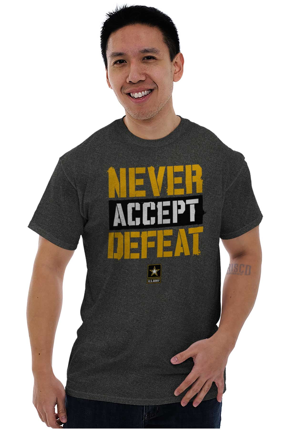 US Army Logo Never Accept Defeat Men's Graphic T Shirt Tees Brisco ...