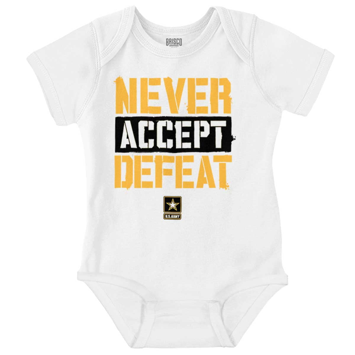 US Army Logo Never Accept Defeat Romper Boys or Girls Infant Baby ...