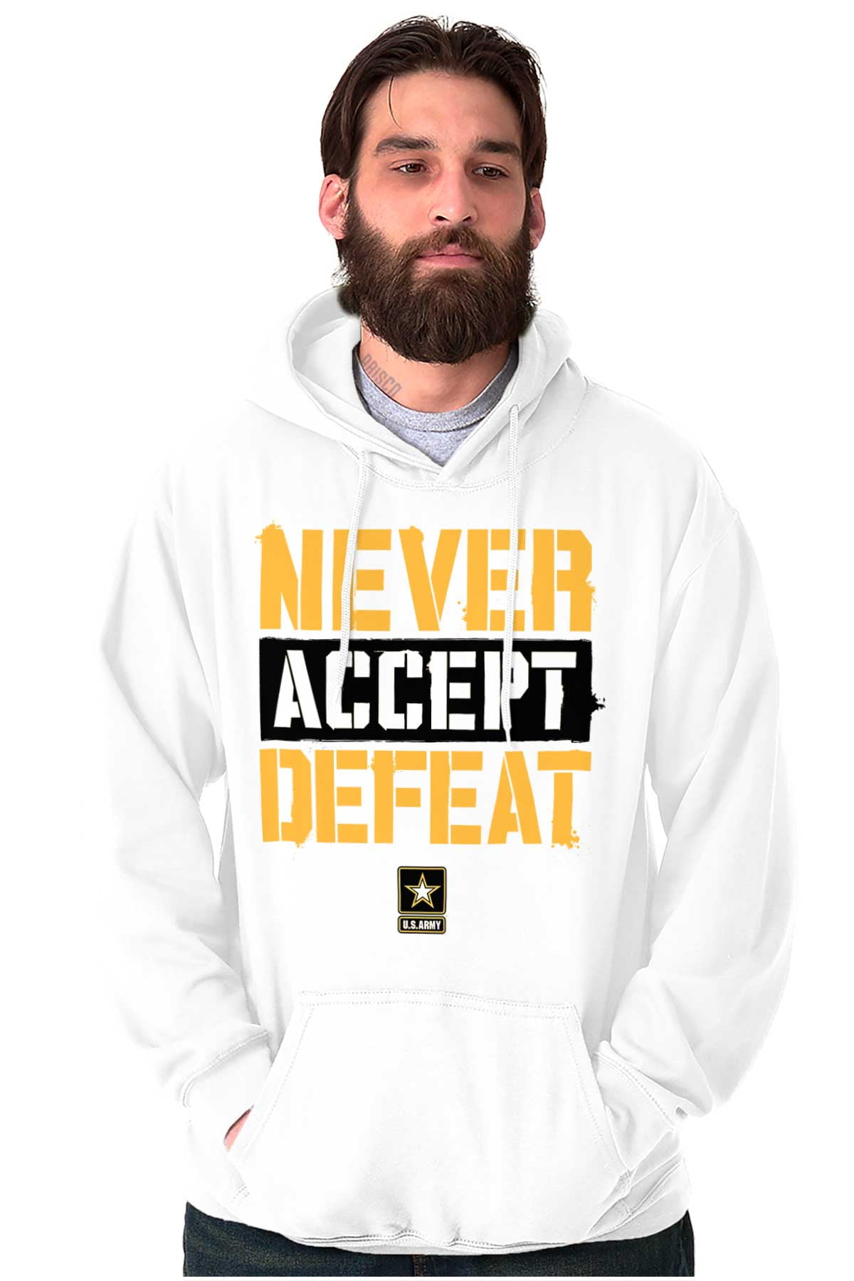 US Army Logo Never Accept Defeat Unisex Plus Size Hoodie Brisco Brands ...