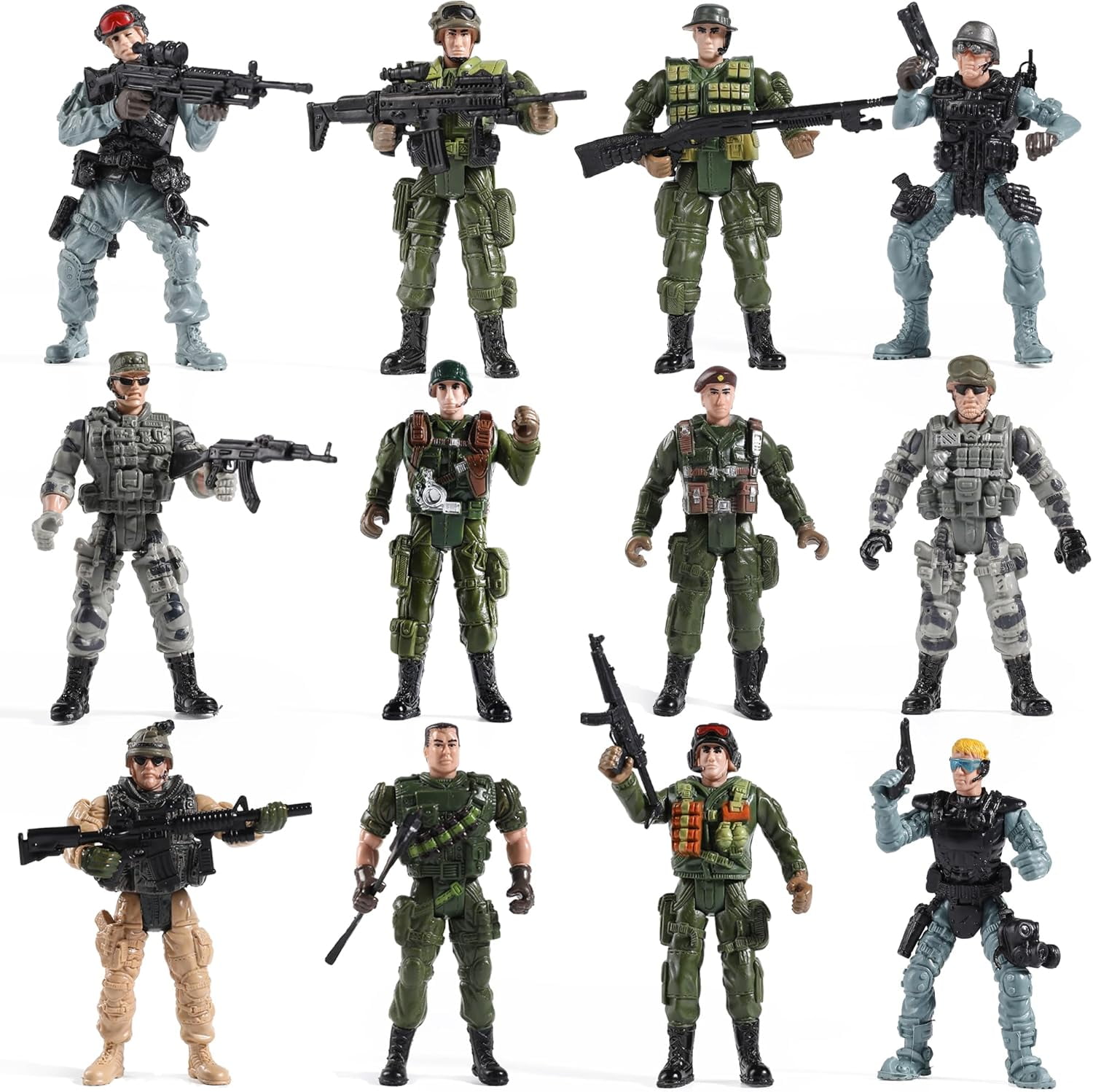 US Army Men and SWAT Team Toy Soldiers Action Figures with Military ...