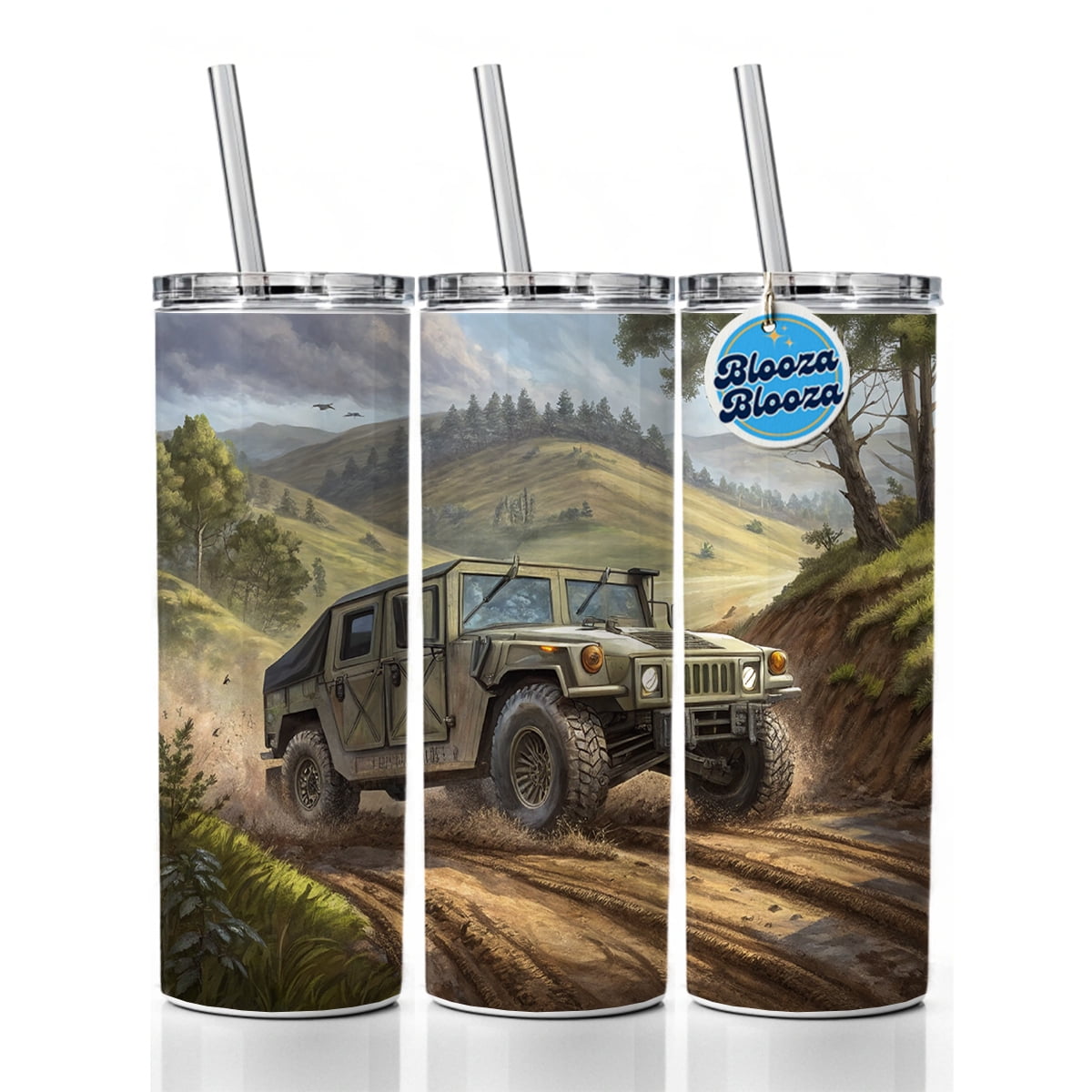 US Army Military Humvee 20oz Insulated Water Bottle Skinny Tumbler ...