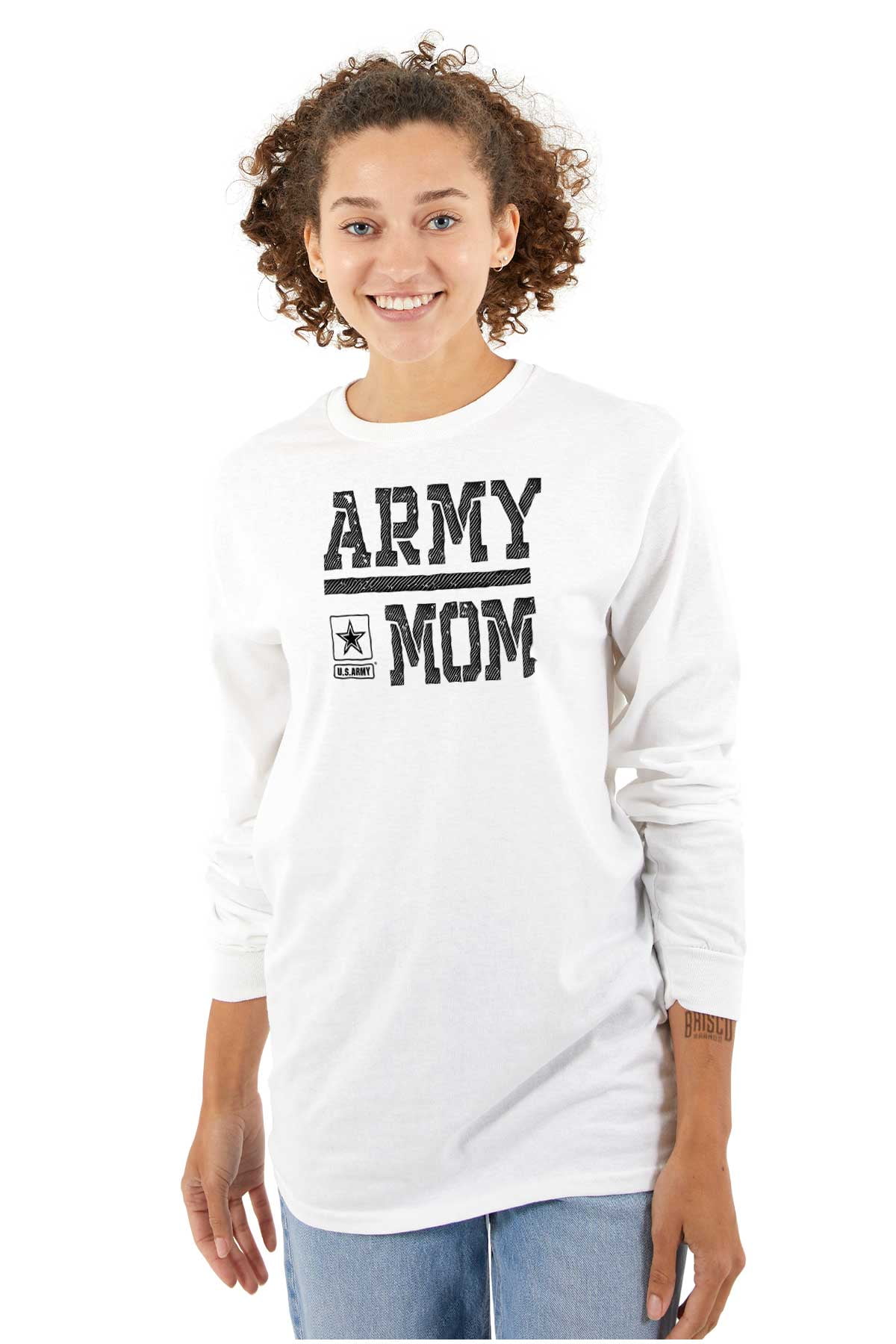 US Army Mom Military Star Logo Women Plus Size Long Sleeve Tee Brisco ...