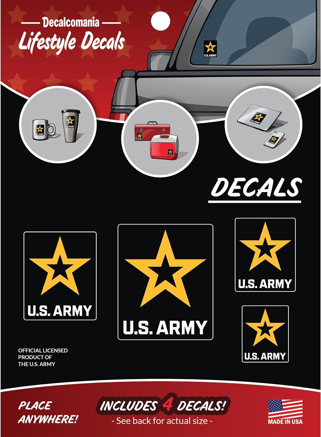 US Army New Star Logo Decals - Set of 4 US Army Stickers for Truck or ...