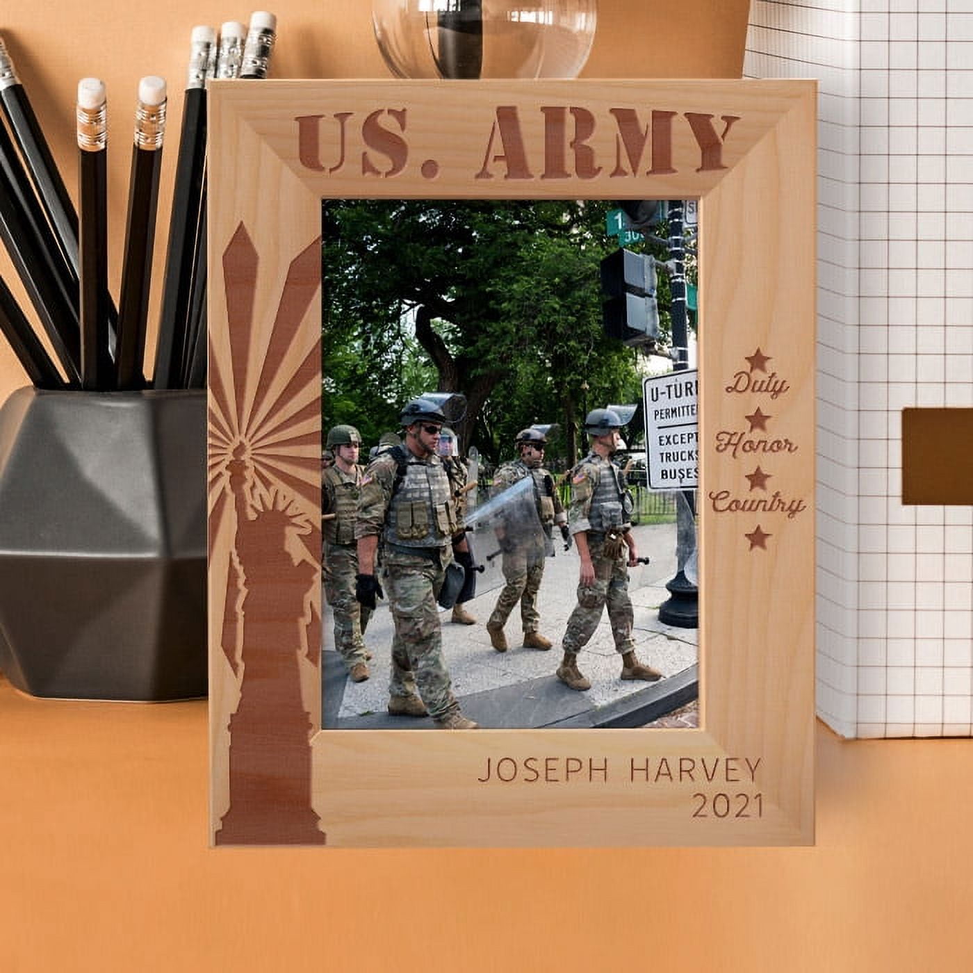US Army Personalized Wooden Frame 5" x 7" Brown (Vertical) - Walmart.com