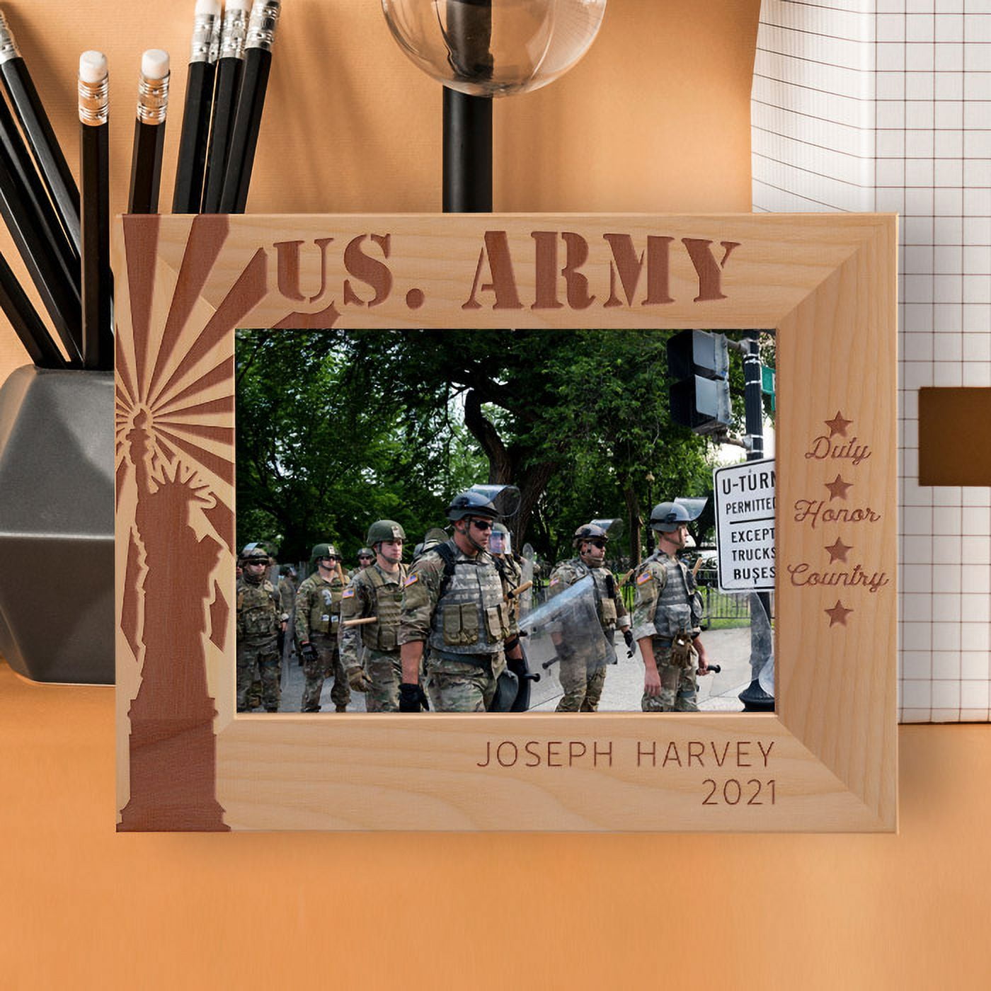 US Army Personalized Wooden Frame-7" x 5" Brown Horizontal - Walmart.com